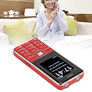 ASHATA Big Button Mobile Phone for Elderly, Upgraded GSM Unlocked Senior Cell Phone with SOS Emergency Button and Torch, Dual Card Dual Standby, Loud Voice, 6800mah Battery(Red)