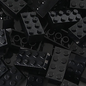 Feleph 320 Pieces 2x4 Black Bricks Classic Building Creative Play Blocks Set Parts Toy Accessories Compatible with 3001 Major Brick Brands (Black)