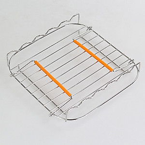 Bottone Stainless Steel Air Fryer Basket Barbecue Grill Holder Dehydrator Racks for Grill Fries Bacon Chicken Oven Press Cooker Air Fryer Square Grill Holder Basket Multiple Cooking Kitchen Appliance