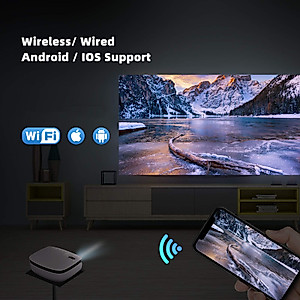 KARCLE WiFi Mini Projector, 7500L Portable Video Movie Projector for Home Theater/Outdoor Use, Full HD 1080P Projector, Support Android/iOS Phone Wireless Sync Screen, Laptop, HDMI, USB,TV Stick, PS4