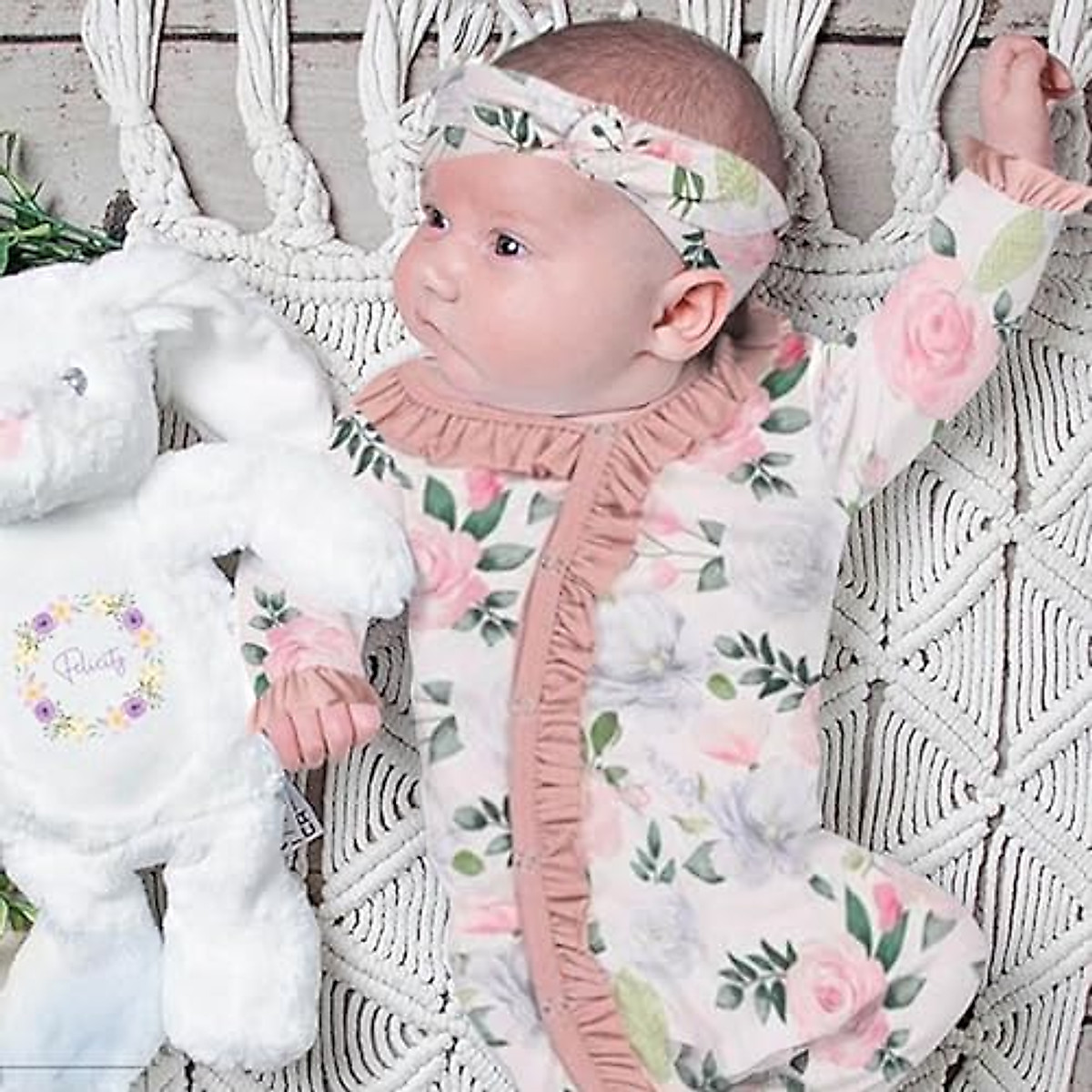 GRNSHTS Newborn Girl Floral Jumpsuit Baby Girl Long Sleeve Ruffle Romper Overall Coming Home Outfits (Pink2, Newborn)