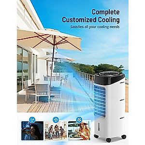 Paris Rhône Evaporative Air Cooler, 3-in-1 Portable Air Conditioners, Air Conditioner Portable for Room, Windowless AC Fan with Remote,120° Oscillation, 3 Wind Speeds, Swamp Cooler for Bedroom Office