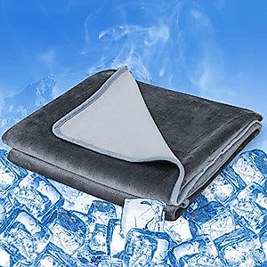 Cottonblue Cooling Blanket Queen Size, Summer Blankets for Hot Sleepers & Night Sweat, Fleece Lightweight Blanket Cool Blanket for Bed Couch, Reversible Throw Blanket for All Season, Grey, 79"*91"