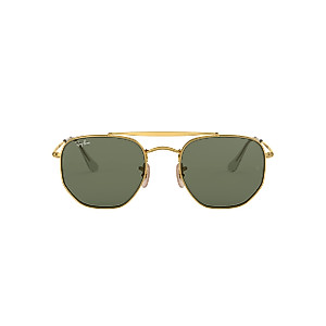 Ray-Ban RB3648 The Marshal Square Sunglasses, Gold/Green, 54 mm