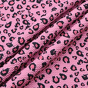 David Angie Leopard Print Bullet Textured Liverpool Fabric 4 Way Stretch Spandex Knit Fabric by The Yard for Hair Bows Headbands Making… (Pink)