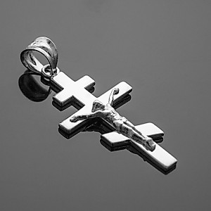 Religious Jewelry Sterling Silver Russian Orthodox Crucifix Pendant
