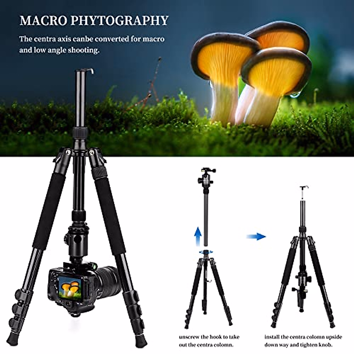 VICTIV 78" Tripod Camera Tripod, Tall Heavy Duty Tripods & 81" Monopods for DSLR Binoculars Laser Level, Professional Aluminum Tripod Stand with Ball Head, Compatiable with Canon Nikon Sony Cameras
