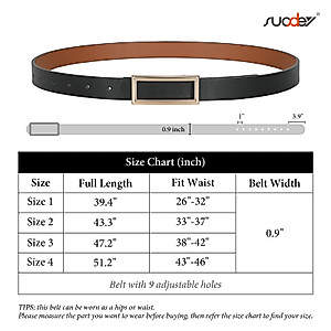 SUOSDEY Women Reversible Leather Belts for Jeans Pants Dresses Ladies Fashion Belts with Gold Buckle, 0.9" Width (Black/Brown)