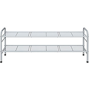 Dicasser 2-Tier Long Shoe Rack Organizer Extra Large Capacity for 18 Pairs,Silver