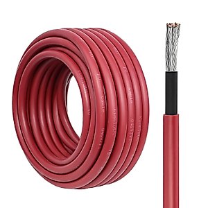 Kimbluth 10 AWG Solar Wire 10FT Red & 10FT Black Tinned Copper Wire, 10 Gauge Solar Panel Cable OFC Oxygen Free Copper Wire for Solar Panel Automotive Trailer Marine Outdoors (Red&Black)