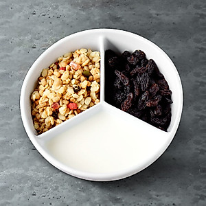 Cinf Ceramic Cereal Bowl 3 Section Separate Milk Keeps Fresh Crunchy Microwave Safe Anti Soggy Ice Cream Topping Yogurt Fries Ketchup Soup Salad Dessert Bowls Gifts