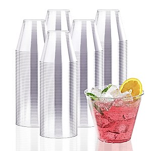 JollyPack 300 Pack Clear Plastic Cups 9 oz Disposable Cups Heavy-duty Plastic Drinking Cups, Plastic Party Cups, Hard Plastic Cups for Weddings, Home, Dinner and other Events
