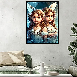 MANUKS 5D Angel Diamond Painting Kits The Girls in The Water Diamond Painting Full Round Diamond Crystal Art Kits for Adults and Kids, for Home Decor & Bedroom Decor 12x16 Inch