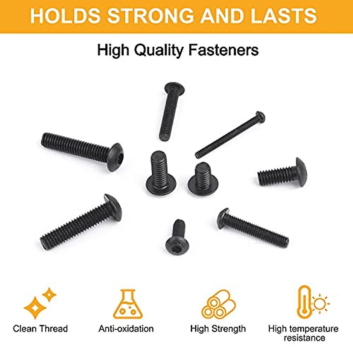 VIGRUE 900PCS M2 M3 M4 Hex Button Head Socket Cap Screws Bolts Nuts Washers Assortment Kit Alloy Steel with Allen Wrench