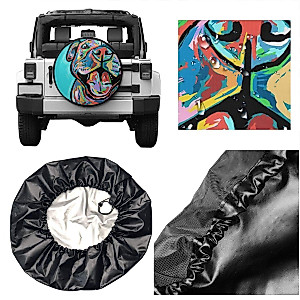 MSGUIDE Spare Tire Cover Cute Pit Bull Painting Waterproof Wheel Tire Protectors for Jeep, Camper Travel Trailer, RV, SUV, Truck and Many Vehicle - Universal Fits Tire (14" 15" 16" 17")