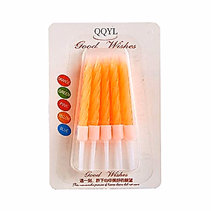 3.5" 5" Short Long Gold Candles for Birthday Cakes Topper Decor for Small Middle Large Birthday Party Cake for Women Child Men Girl (Candy Orange, Short Candle)