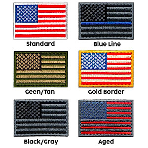 Laughing Lizards American Flag Patch (2-Pack) Iron On USA Patches, USA United States of America, US Flag Patch, sew on for Cloth Uniform Hat Backpack Jacket Pants Accessories (Standard)
