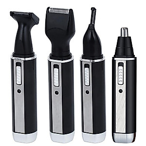 4 in 1 Rechargeable Nose Sideburn Eyebrow Beard Ear Hair Trimmer for Men & Women, Nose Ear Trimmer/Beard Trimmer/Sideburn Trimmer/Eyebrow Trimmer (Black)