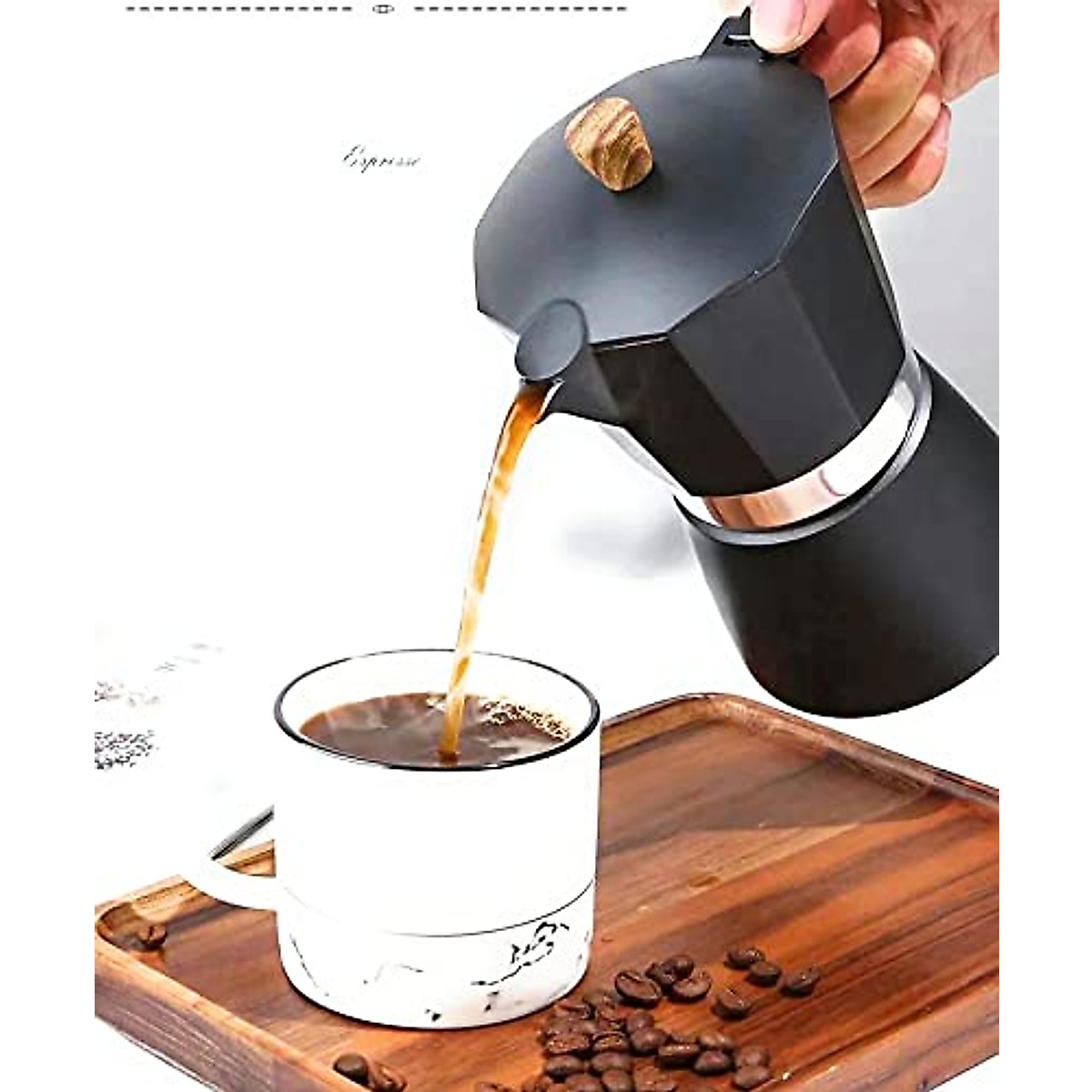 3 Cup and 6 Cup - Moka Cafetera Espresso Coffee Maker Pot (White, 6 Cup/300ml)