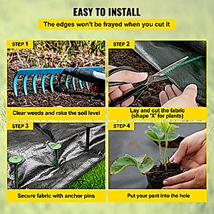 VEVOR Weed Barrier, 5.8oz Landscape Fabric, 4ft x 300ft Cover Mat Heavy Duty Woven Grass Control Geotextile for Garden, Patio, 4FT300FT-5.8OZ, Black