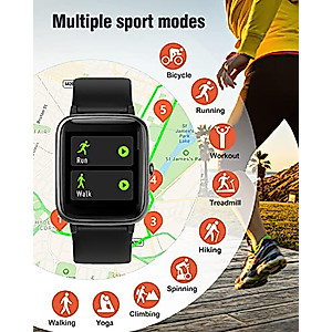 ASIAMENG Smart Watch for iOS and Android Phones IP68 Waterproof, Fitness Tracker Watch with Heart Rate/Sleep Monitor Steps Tracker Calories Counter Smartwatch for Men Women
