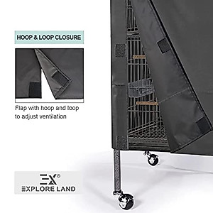 Explore Land Pet Cage Cover - Good Night Cover for Bird Critter Cat Cage to Small Animal Privacy & Comfort (Medium, Black)