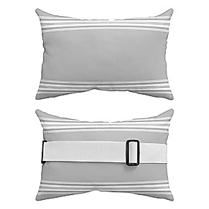 Recliner Head Pillow Ledge Loungers Chair Pillows with Insert Farmhouse Gray White Stripe Lumbar Pillow with Adjustable Strap Outdoor Waterproof Patio Pillows for Couch Beach Pool Office Chair, 2 PCS