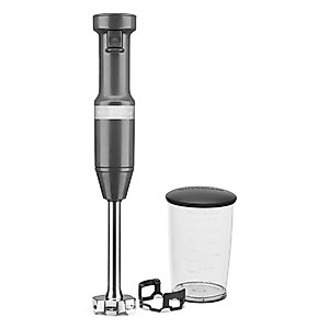 KitchenAid Variable Speed Corded Hand Blender - KHBV53, Matte Charcoal Grey, 8 in & KFC3516CU 3.5 Cup Food Chopper, Contour Silver