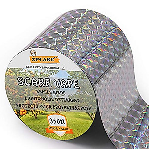 XPCARE Bird Scare Tape Ribbon - 350ft x 2in Reflective Tape Rainbow Tape Products to Prevent Birds from Hitting Windows