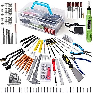 HIJIRH 165 Pcs Pro Grade 3D Printing Tool Kits 3D Printer Tool Kits,Diverse 3D Print Cleaning Kit & Electric Polishing Machine,Including Tool Box,for Remove/Trim and Finish 3D Print (Multi-Purpose)