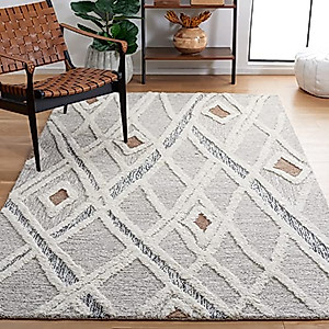 SAFAVIEH Casablanca Collection Area Rug - 5' x 8', Grey & Ivory, Handmade Moroccan Textured Wool, Ideal for High Traffic Areas in Living Room, Bedroom (CSB975F)