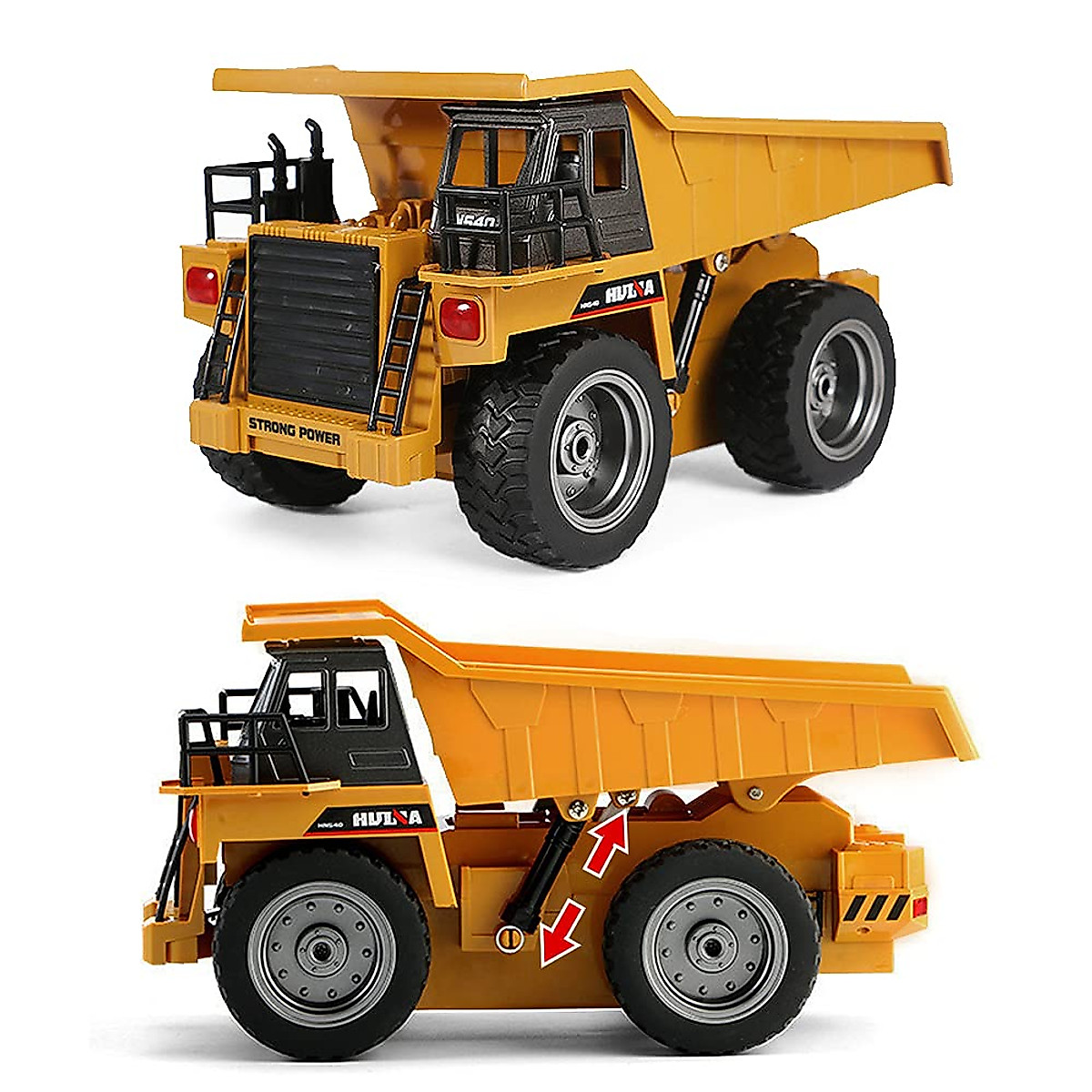Supdex RC Dump Truck, 2.4Ghz 4WD Remote Control Construction Vehicle Truck for Boys 1:18 Scale 6 Channel Metal Cab Construction Vehicles Toy with LED Lights and for Birthday Xmas Gift