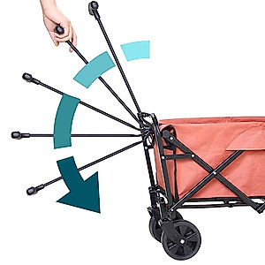 KOHARA Handcart, Outdoor Folding Utility Wagon Collapsible Wagon Cart, Heavy Duty Outdoor ch Wagon with Wheels, Home Shopping Trolley, Load-80Kg / 176Lbs/Pink