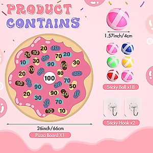 HyDren Donut Party Game 26 Donut Dart Board with 18 Sticky Balls Toys Birthday Party Favors Decorations Spa Game Baby Shower Game Gift for Class Indoor Outdoor Game