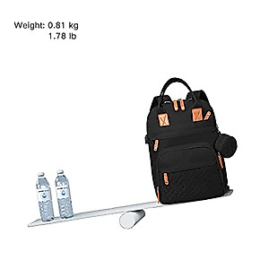 UISKOOPW Diaper Backpack, Baby Nappy Waterproof Changing Bags Travel BackPack with Changing Pad & Stroller Straps (Black)