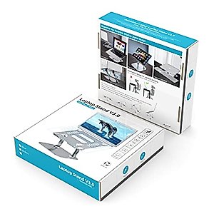 KBREE Aluminum Alloy Laptop Stand, Lifting and Foldable Desktop Riser with Cooling Function for Tablet Support, Adjustable, Multi-Angle Notebook Riser ,Compatible with All Laptop 10-15.6 Inches-Grey