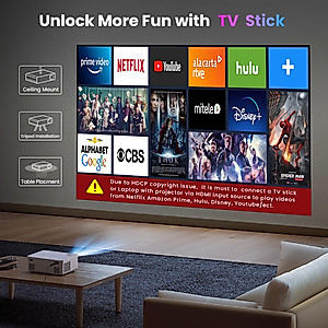 1080P HD Projector, WiFi Projector Bluetooth Projector, FANGOR 230" Portable Movie Projector with Tripod, Home Theater Video Projector Compatible with HDMI, VGA, USB, Laptop, iOS & Android Smartphone