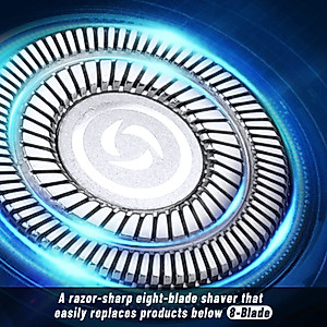 Bsotena 8D Upgrade 8 Heads Electric Shaver Bald Head Shaver Replacement Blades, 8 Heads Beard Cutter Replacement Blade Easy Install Electric Razor Shaver Head for Bald and Face Dt-002