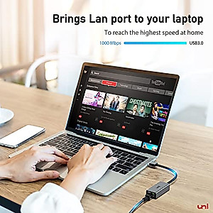 uni USB 3.0 to Ethernet Adapter, Nintendo Switch Ethernet Adapter, Gigabit USB to RJ45 Network Adapter, LAN Adapter Compatible with Chrome OS, Windows 8/7/XP/10, macOS, Linux, and More