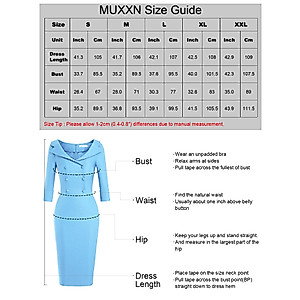 MUXXN Lady Retro 1950s Style Fashion Knee Length Wedding Long Dress for Womens (Burgundy XL)