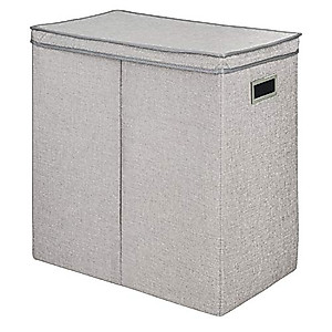 GreenWay GFL6000GR Collapsible Double Sorter, Grey Linen Laundry Hamper