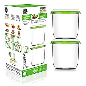 FOSA Vacuum Seal Food Storage System Reusable Large Containers, 2 pack, 45 oz size (Vacuum Pump not Included)