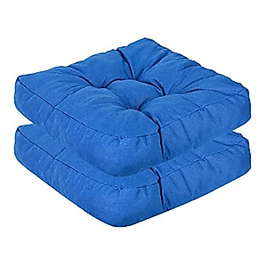 idee-home Outdoor Chair Cushions Set of 2, Tufted Memory Foam Outdoor Cushions for Patio Furniture 19" x 19", Replacement Seat Wicker Chair Cushions 4" Thick, Waterproof Chair Pad for Sofa Couch