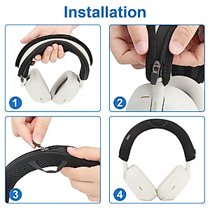 Desing Wish WH-1000XM5 Headband Cover Air Mesh Fabric Replacement Headphone Headband Cushion Pad Cover Compatible with Sony WH-1000XM5 Headphone Headband Protector (Black)