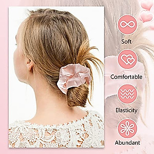 6 Pieces Satin Silk Scrunchies for Hair Pink Silk Scrunchies for Women Girls Elastic Silk Ponytail Holders Cute Big Hair Ties Hair Accessories No Hurt Your Hair, Pink Series