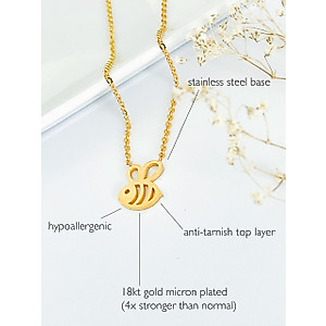 Altitude Boutique Bumble Bee Necklace, Honey Bee Necklace MotherÍs Day, Birthday, Engagement, ValentineÍs Day, Anniversary (Gold)