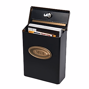 Architectural Mailboxes Designer Galvanized Steel, Locking, Wall Mount Mailbox, DVKGB00AM, Black & Brushed Brass, Medium Capacity