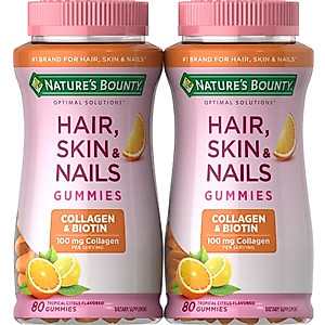 Nature's Bounty Hair Skin Nails with Biotin and Collagen, Orange, 80 Count Pack, (Pack of 2)