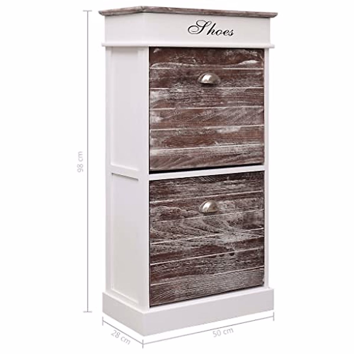 Shoe Cabinet Storage File Rack Organizer for Filing Kitchen Bathroom Toilet Pantry Corner Home Holder Shelf Outdoor Indoor Wall Garage Lock Brown 19.7"x11"x38.6" Paulownia Wood