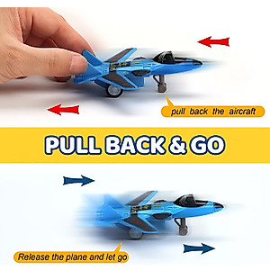 Liberty Imports Pull Back Airplanes Toys Vehicle Playset, Variety Pack of Helicopters, Stealth Bombers, Fighter Jets, Aircraft, Planes for Kids Toddlers Party Favors (12 Pack)
